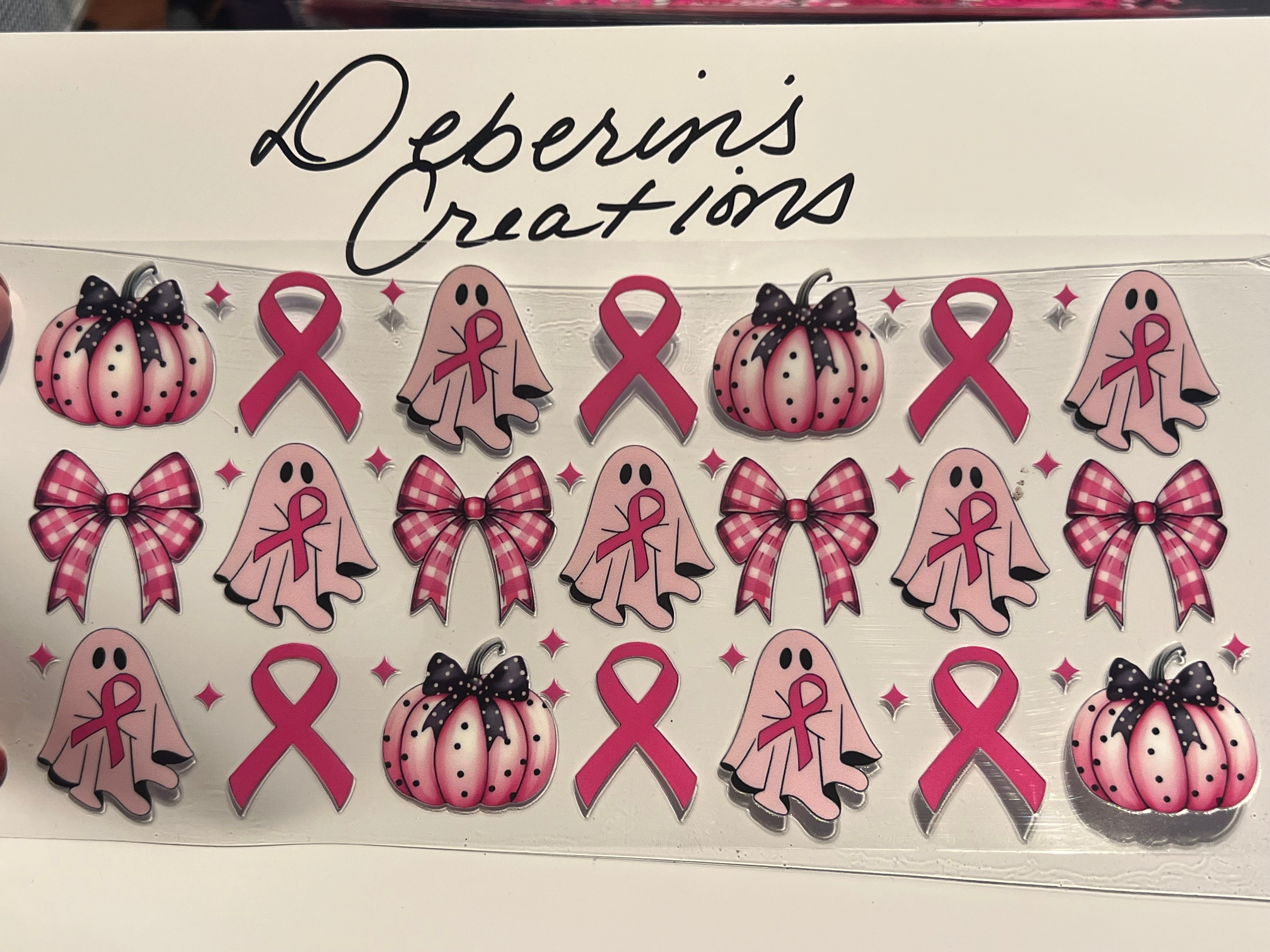 Cancer - Pink bows ghost pumpkins – Deberin’s Creations